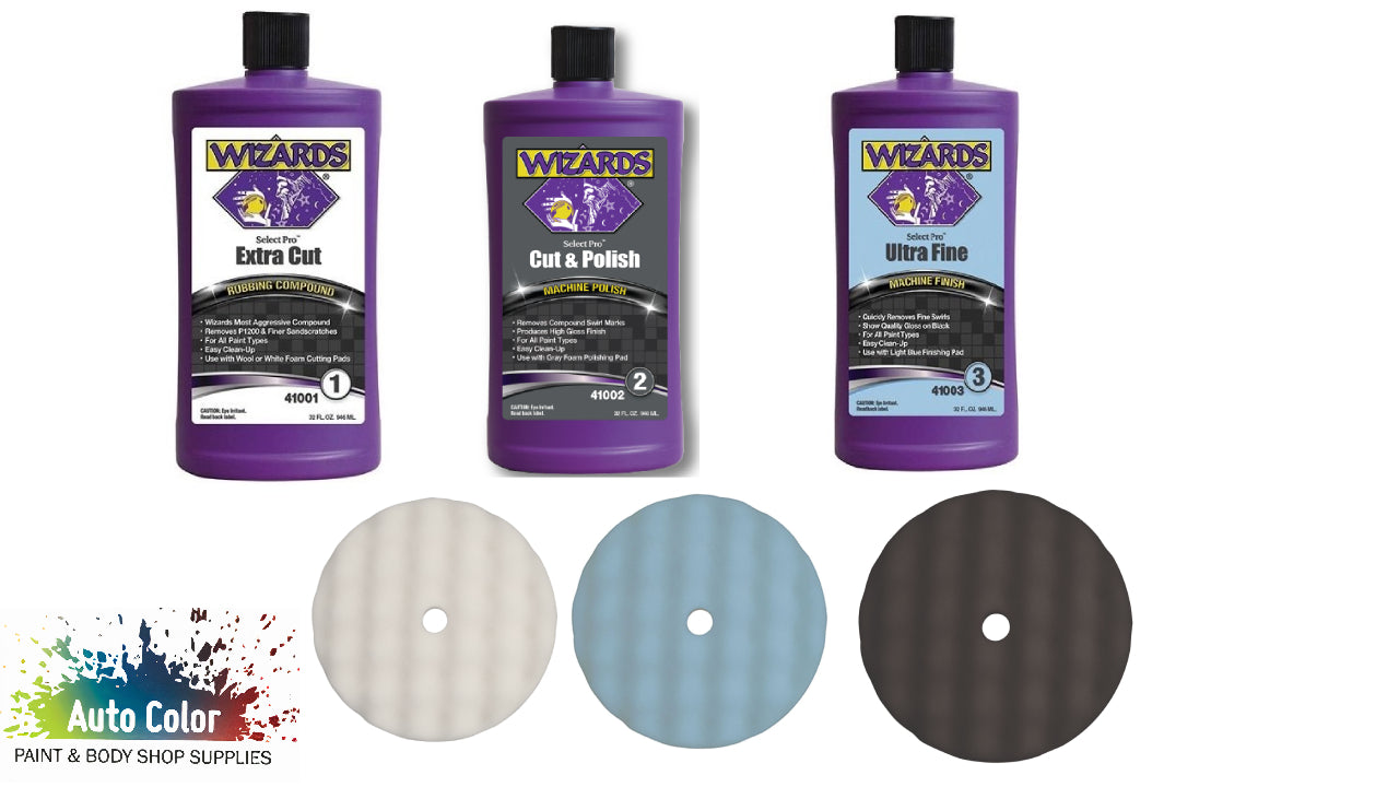WIZARDS® Polish & Pad Kit (3qt Bottles & 3 Pads) – Auto Color